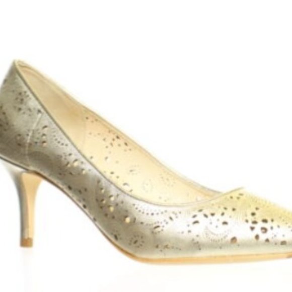 Cole Haan | Shoes | Cole Haan Black Lasercut Vesta Pump In Gold | Poshmark